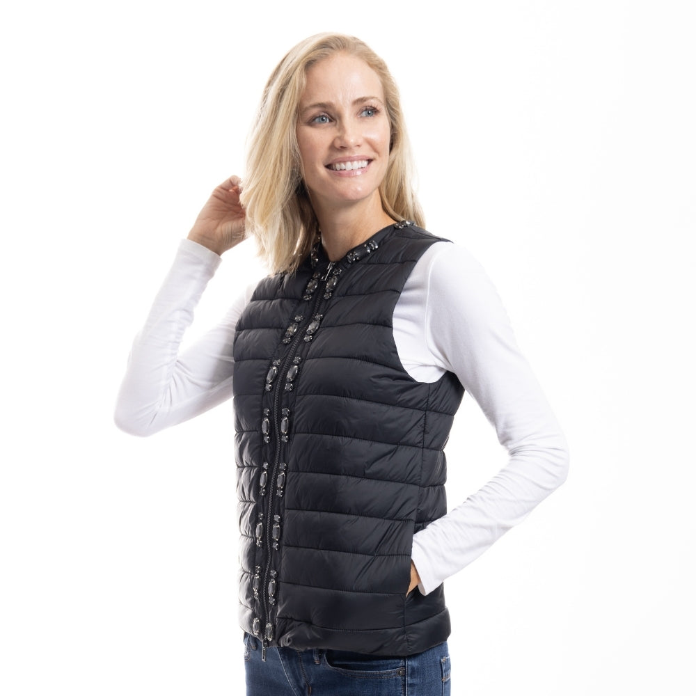 Glam Rhinestone Puffer Vest – Linda Anderson
